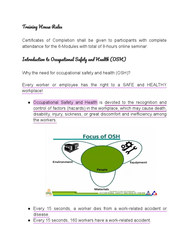 OSH Notes | PDF | Occupational Safety And Health | Labor
