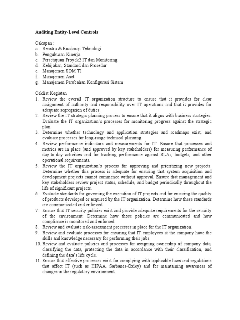 1auditing Entity-Level Controls | PDF | Regulatory Compliance | Business