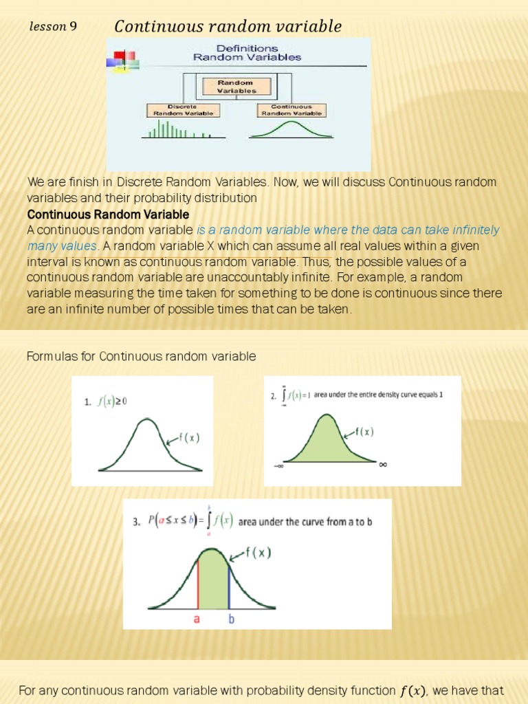Lesson 9 Contiunous Random Variables | PDF