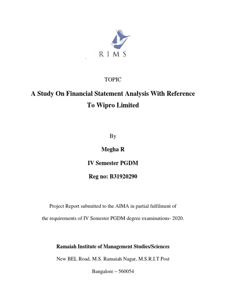 Megha R Project Report | PDF | Revenue | Equity (Finance)
