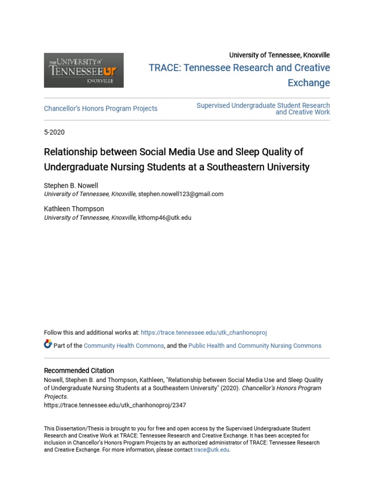 Relationship Between Social Media Use and Sleep Quality of Underg | PDF
