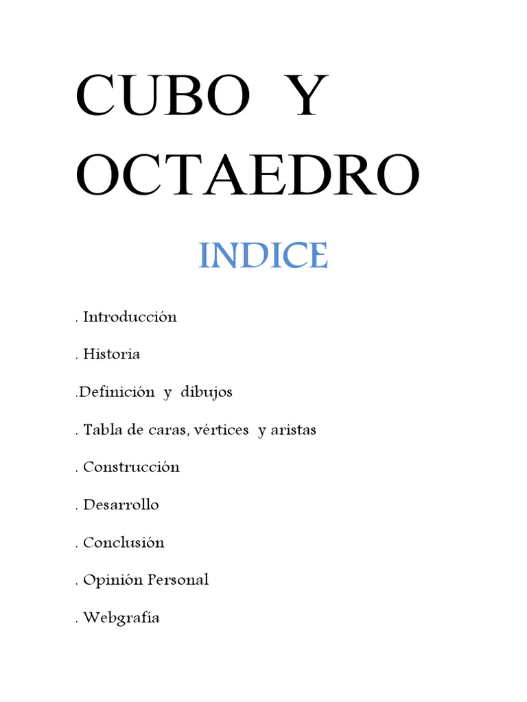 Trabajo Del Cubo y Del Octaedro | PDF | Politopos | Geometría Convexa