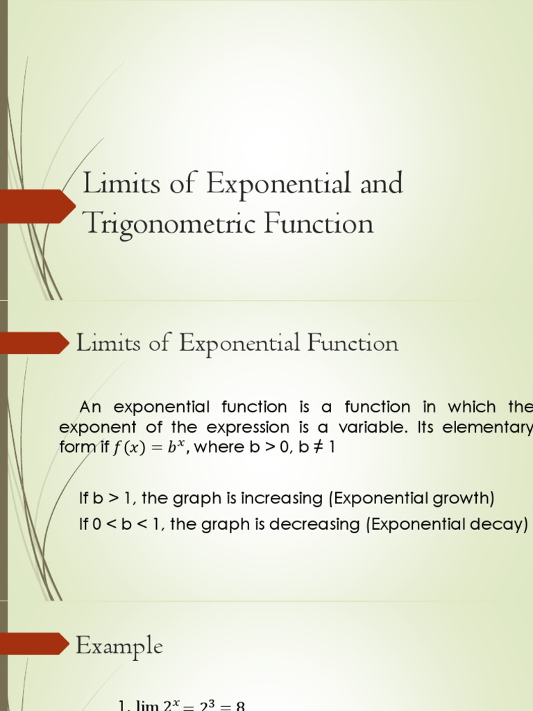 Limits of Exponential and Trigonometric (Basic Calculus) | PDF ...