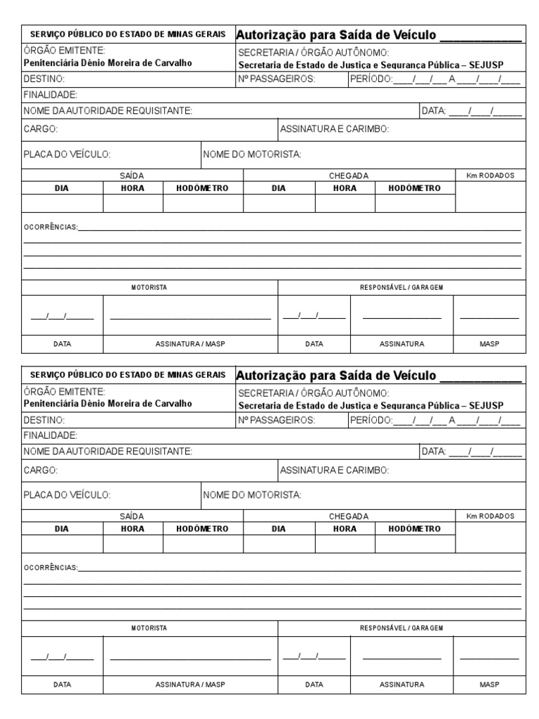 Autorização Saída de Veículos | PDF | Negócios