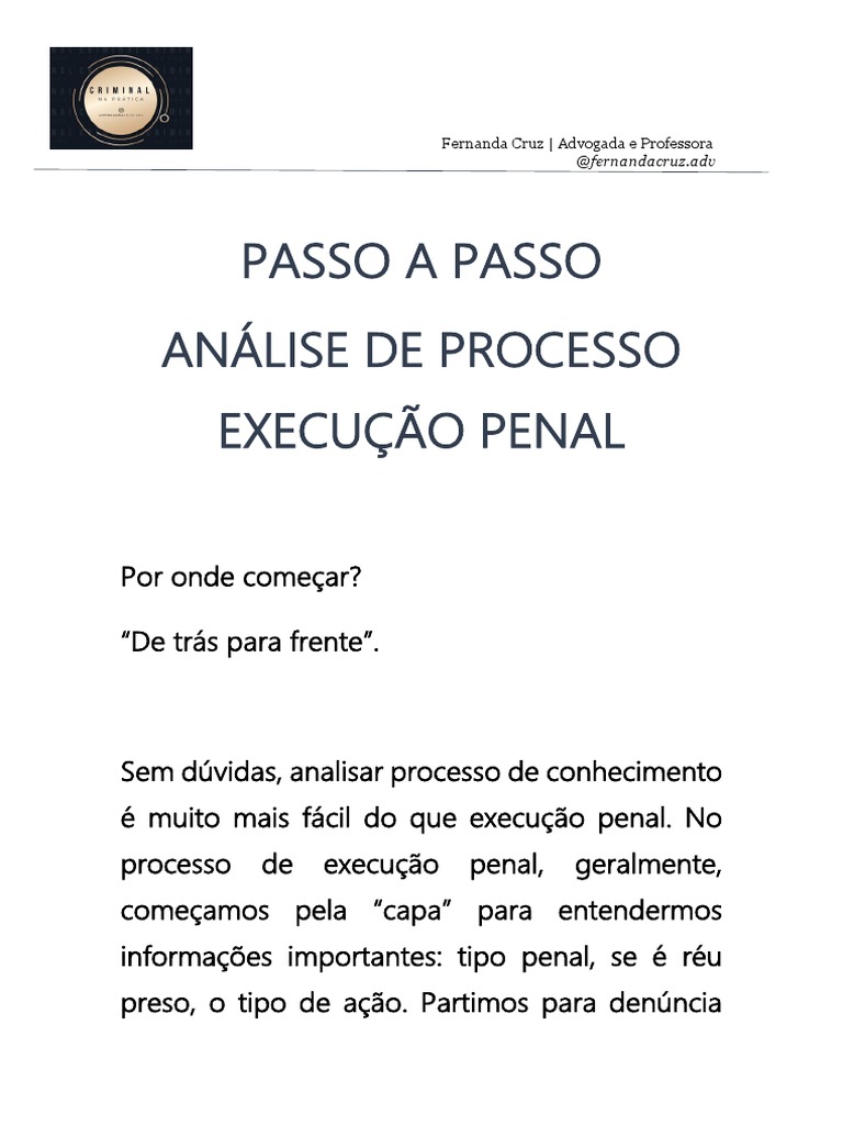 Passo A Passo - Processo de Execução Penal | PDF | Advogado | Pena de morte