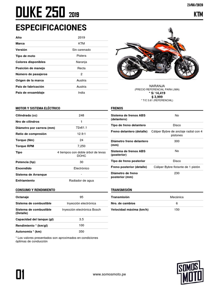 Duke-250-2019 KTM Naranja | PDF