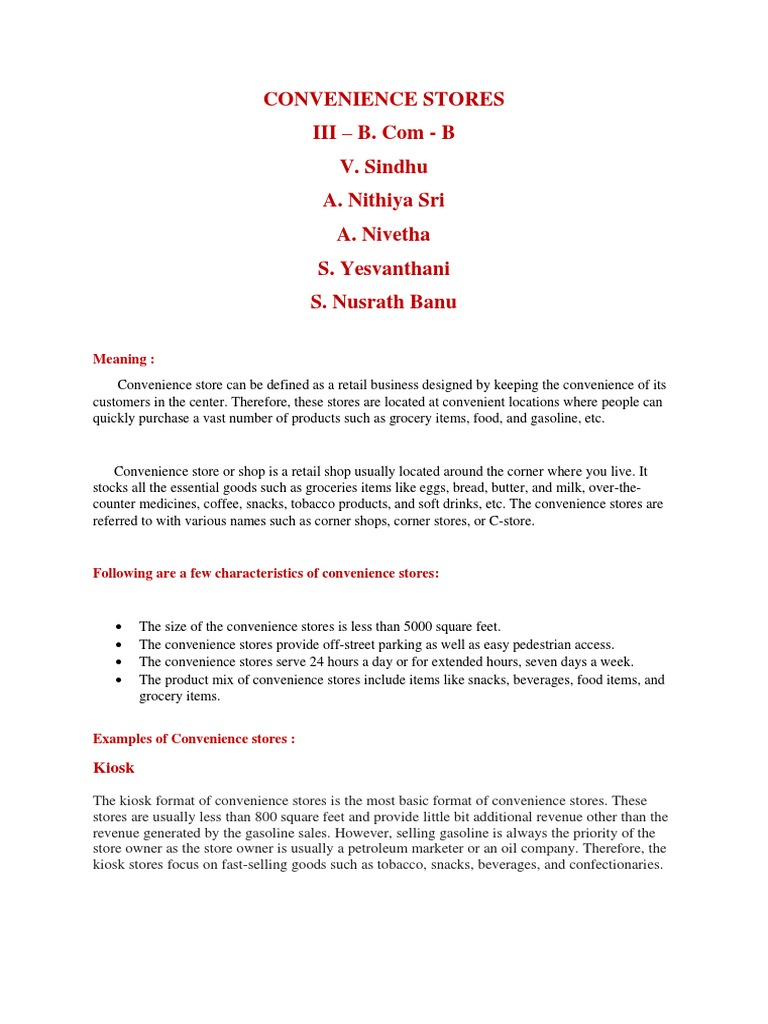 An Analysis of Convenience Stores: Types, Characteristics, Merits ...