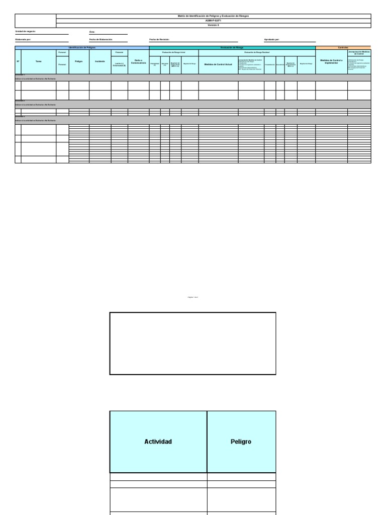 ASIM-P-02 F1 Matriz de IPER V2 (1) FORMATO | PDF | Riesgo | Evaluación de riesgos