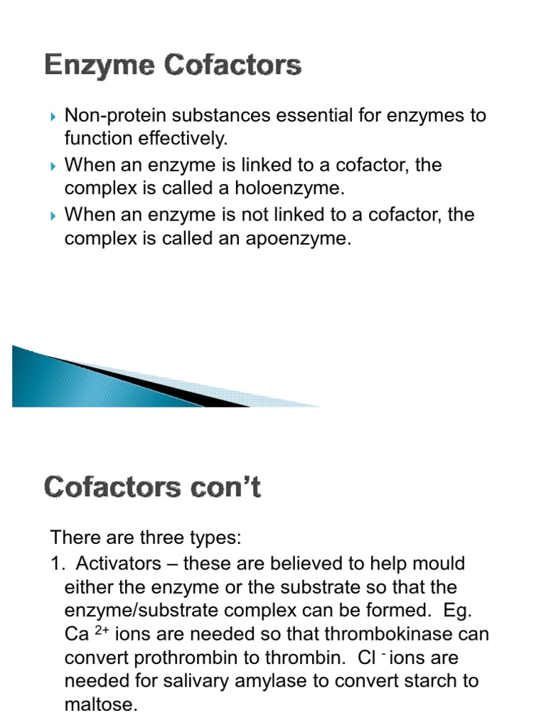Enzyme Cofactors Explained | PDF | Cofactor (Biochemistry) | Enzyme