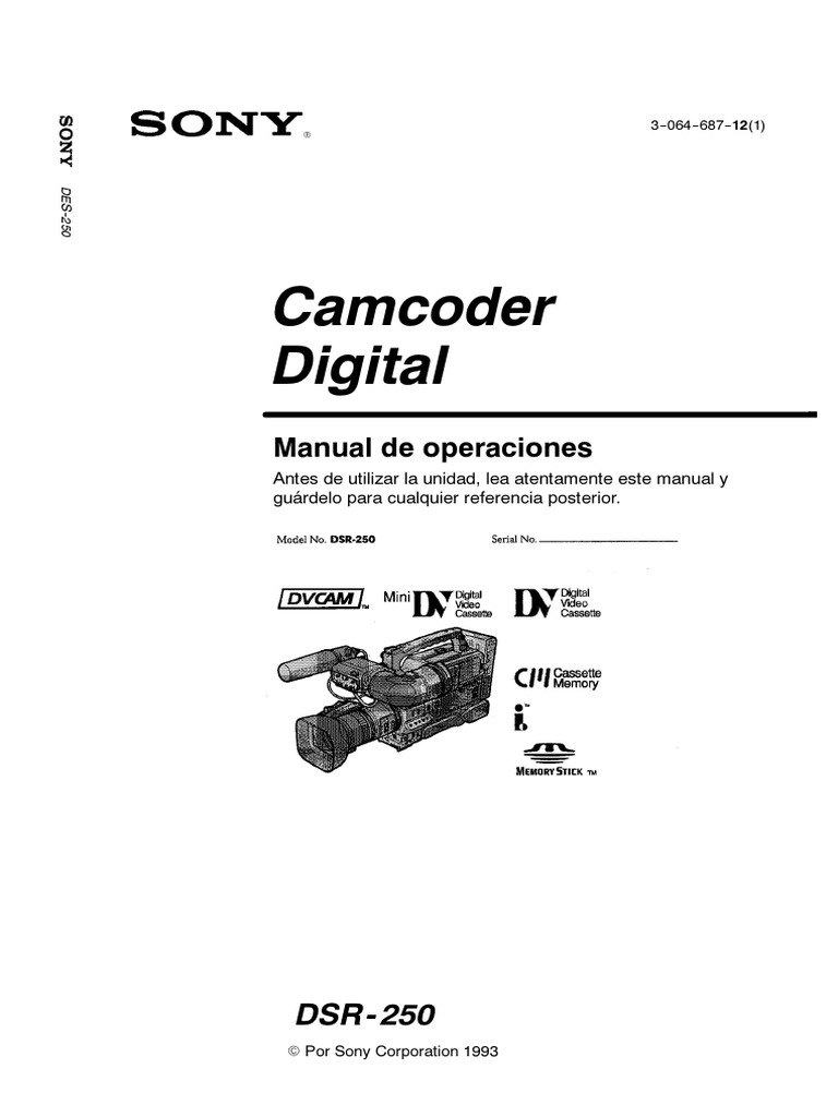 Sony - DSR-250P - Manual de Instrucciones - Español - 192pags | PDF