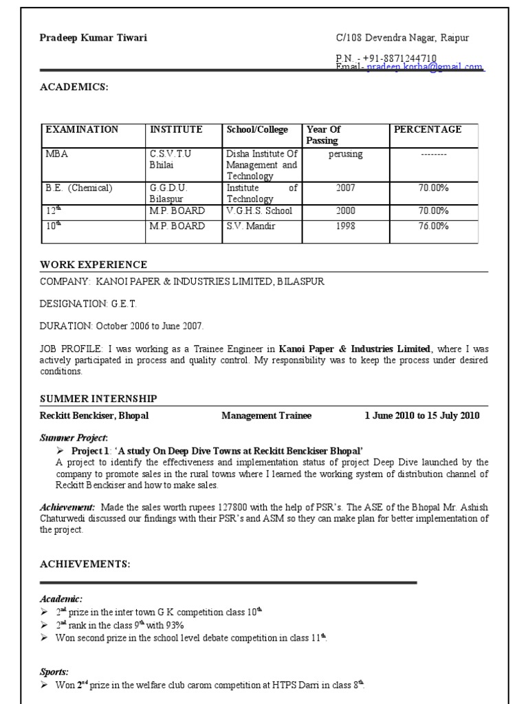 Pradeep 2nd Resume | PDF | Business