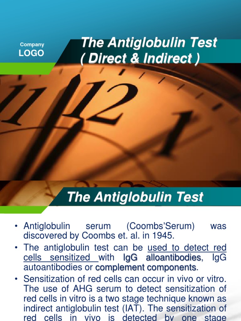 The Antiglobulin Test (Direct & Indirect) : Company | PDF | Anatomy ...