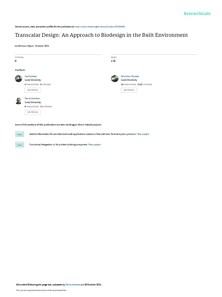 Transcalar Design - An Approach To Biodesign in The Built Environment | PDF