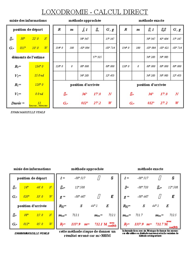 Calcul de Loxodromie | PDF