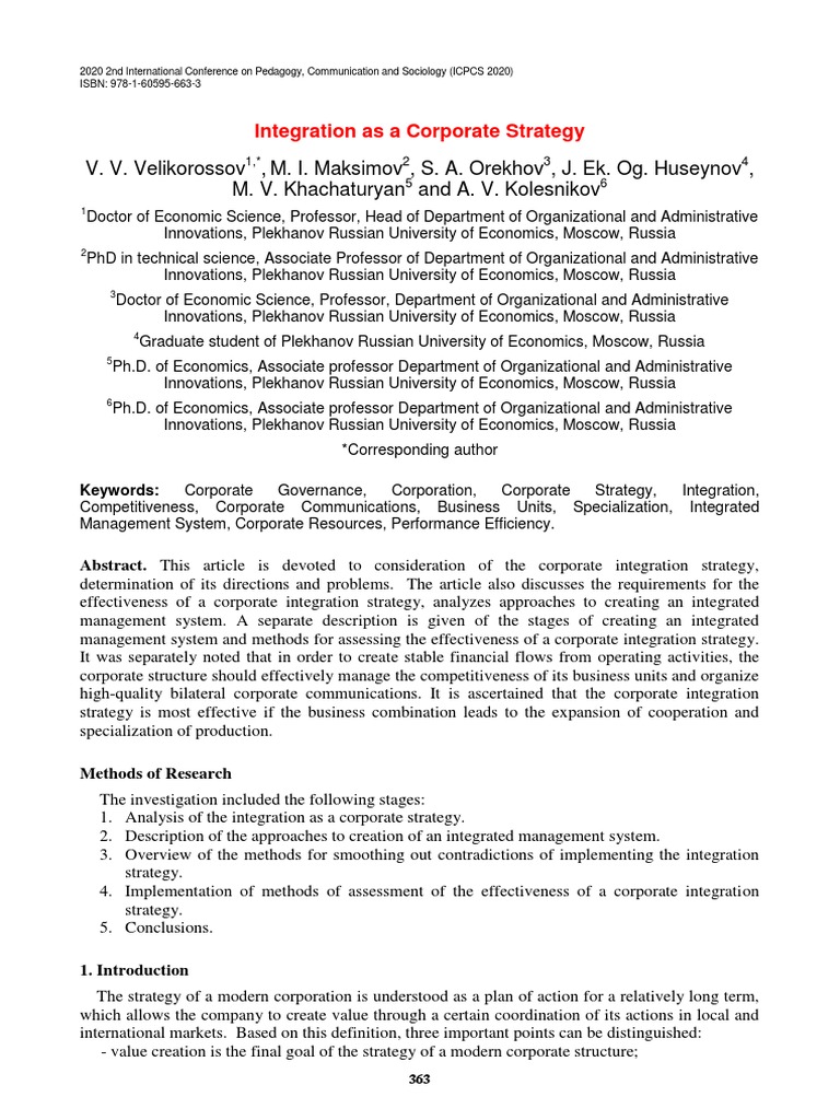 Corporate Integration Strategy Overview | PDF | Strategic Management ...