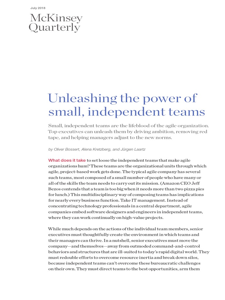 Unleashing The Power of Small, Independent Teams | PDF | Agile Software ...