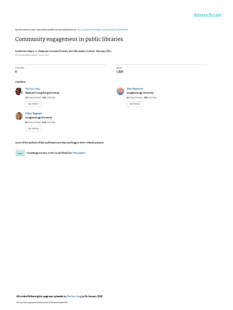 Community Engagement in Public Libraries: Malaysian Journal of Library ...