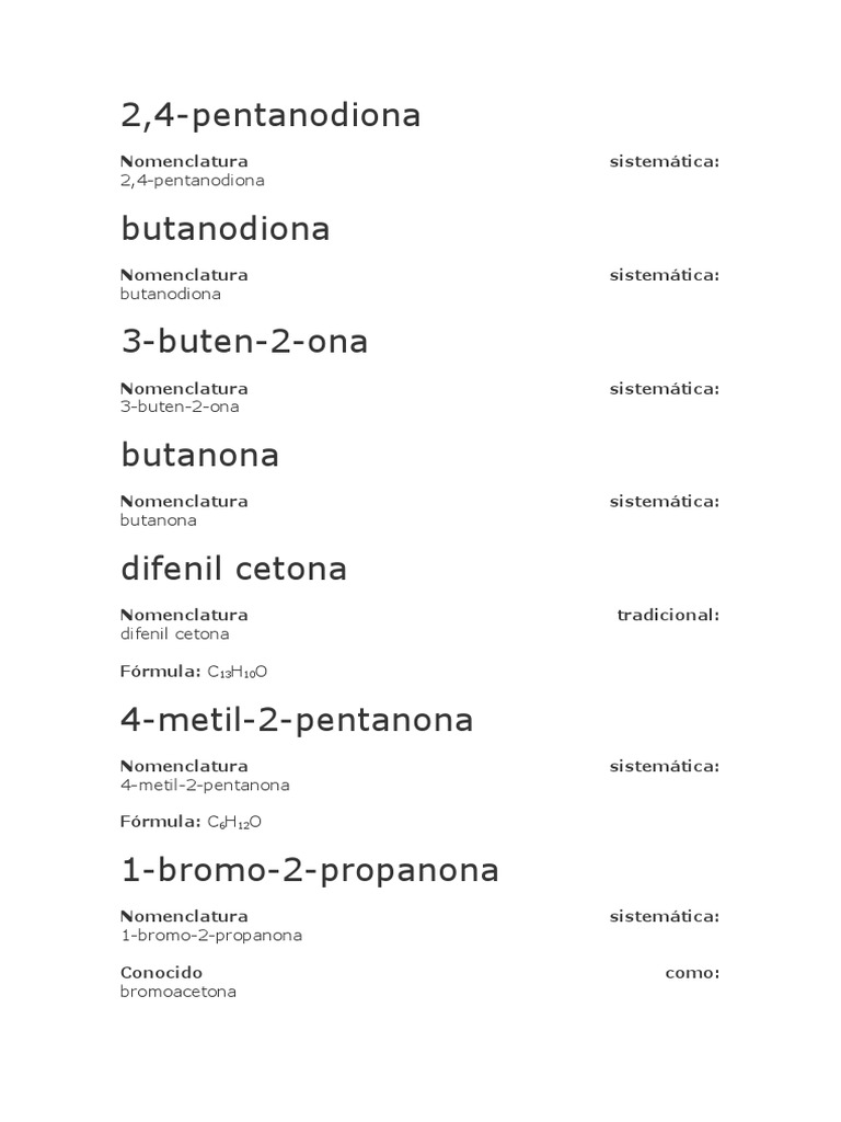 2,4-Pentanodiona Butanodiona 3-Buten-2-Ona Butanona Difenil Cetona ...
