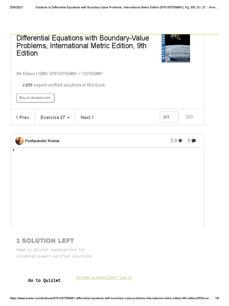 Differential Equations With Boundary-Value Problems, International Metric Edition, 9th Edition ...