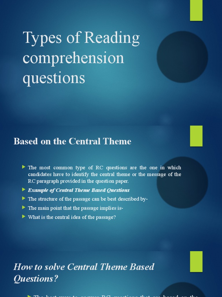 Types of Reading Comprehension Questions | PDF | Reading Comprehension ...