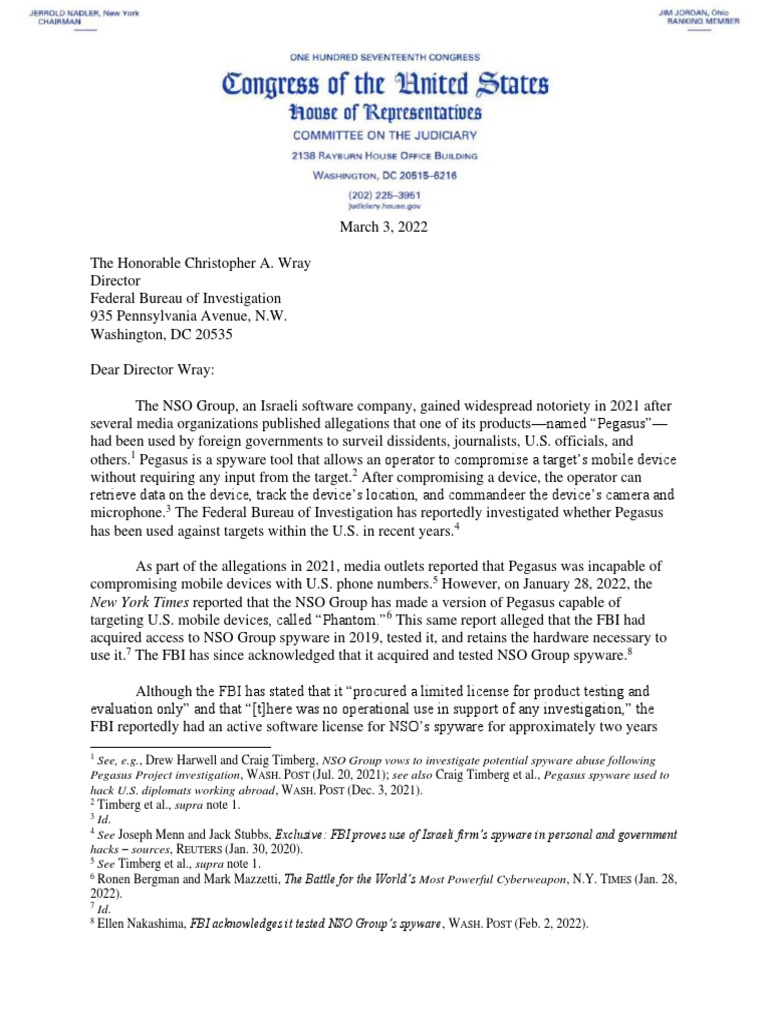 Letter To FBI | PDF