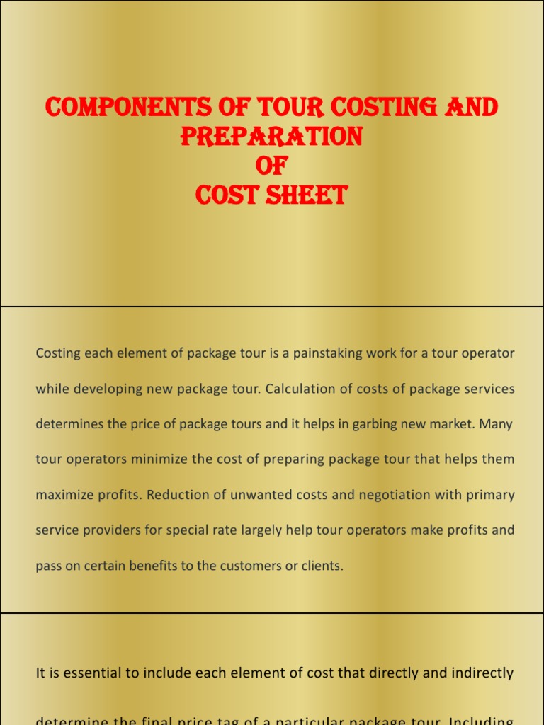 Components of Tour Costing | PDF | Cost | Profit (Economics)
