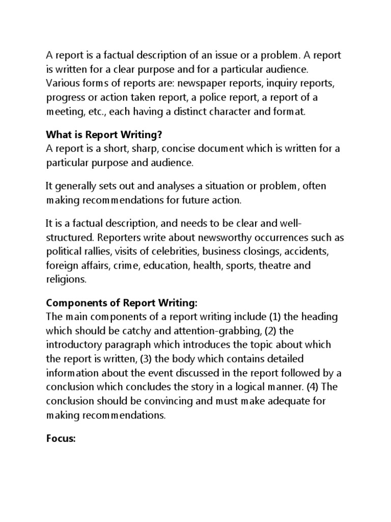 A Report Is A Factual Description of An Issue or A Problem | PDF ...