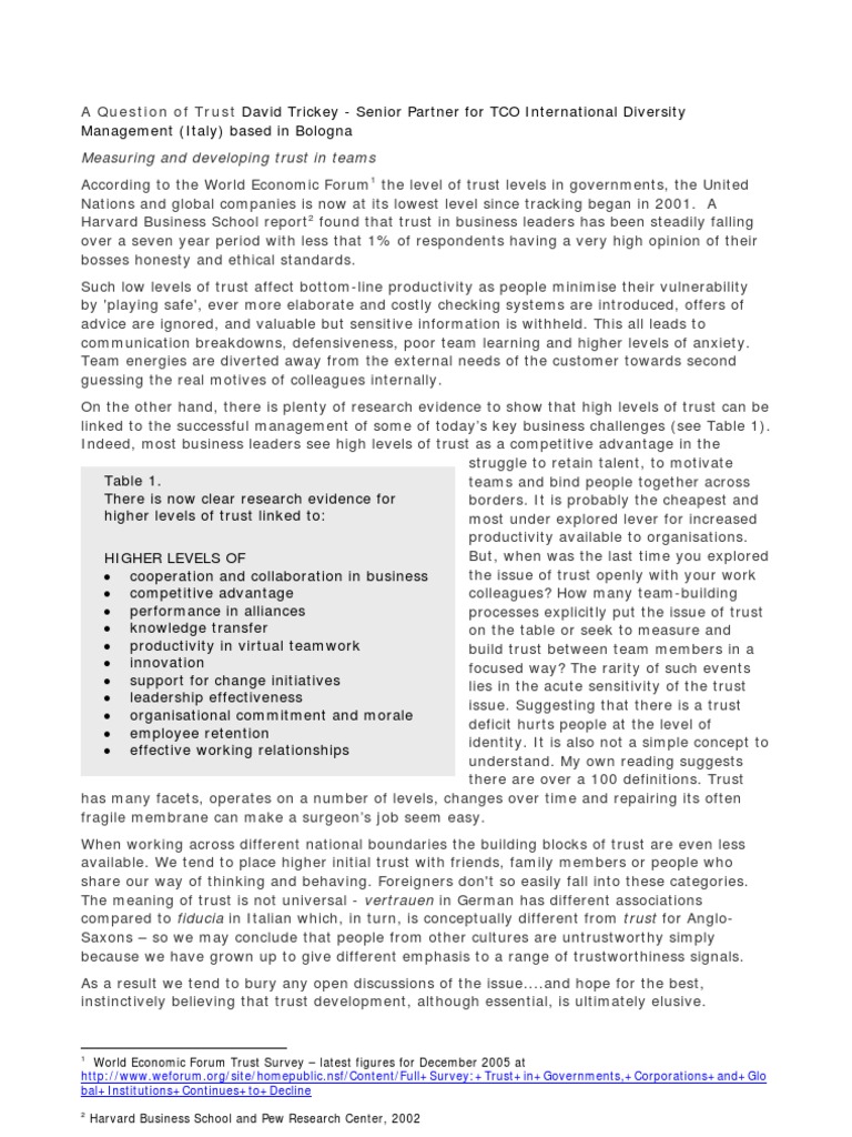 A Question of Trust | PDF | Trust (Emotion) | Leadership