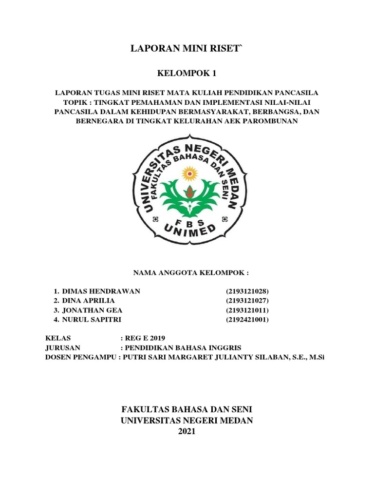 Mini Riset - Kel 1 Pancasila | PDF