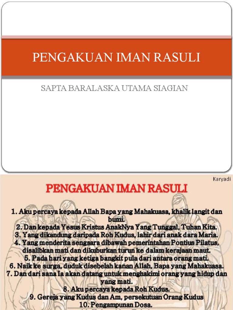 Pengakuan Iman Rasuli | PDF Pengakuan Iman Rasuli | PDF