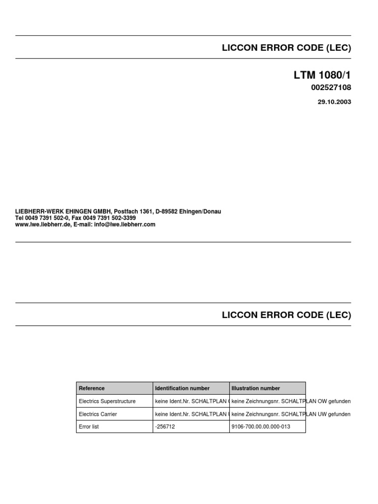 Liebherr LEC Error Code Guide | PDF | Electronic Circuits | Diode