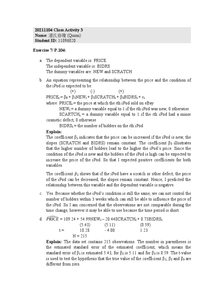 Research Methods Student Activity 3 | PDF | Regression Analysis ...