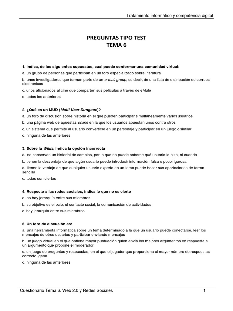 TEMA 6f. QUESTIONARI | PDF | Red mundial | Internet y web