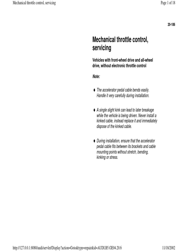 20-186 Mechanical Throttle Control Servicing | PDF | Throttle ...