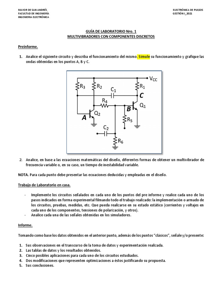 LAB Multivibradores Con Componentes Discretos | PDF