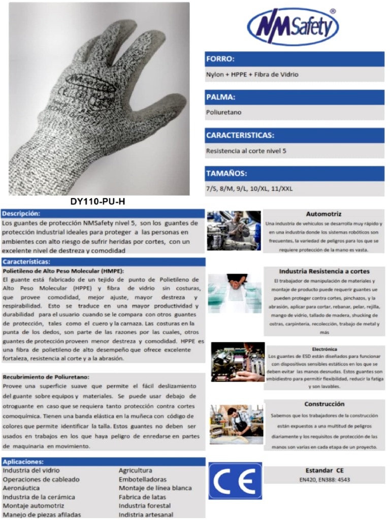 Ficha Tecnica Guantes Anticorte Nivel 5 | PDF