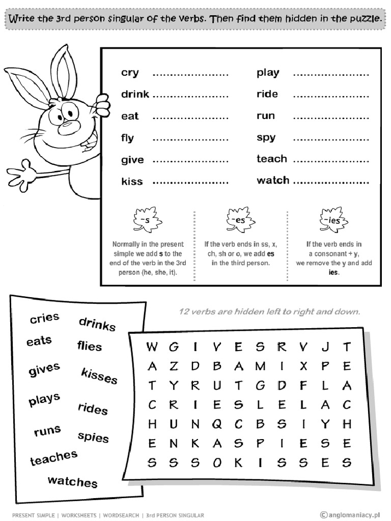 Grammar Worksheets Present Simple Wordsearch | PDF