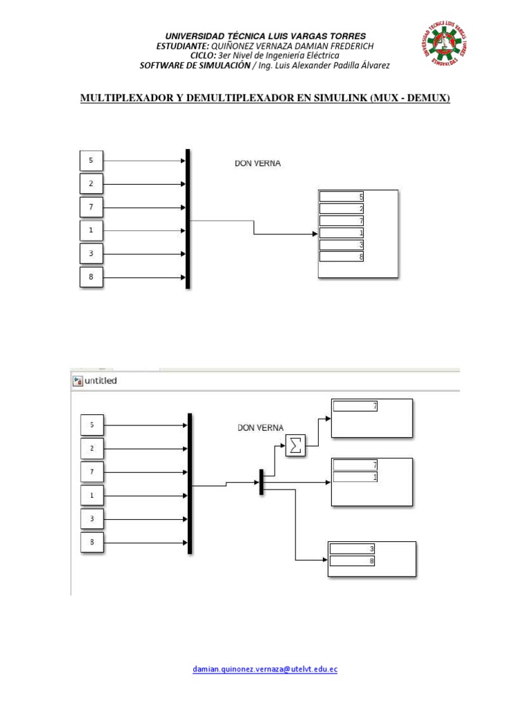Multiplexador y Demultiplexador en Simulink (Mux - Demux) Don Verna | PDF