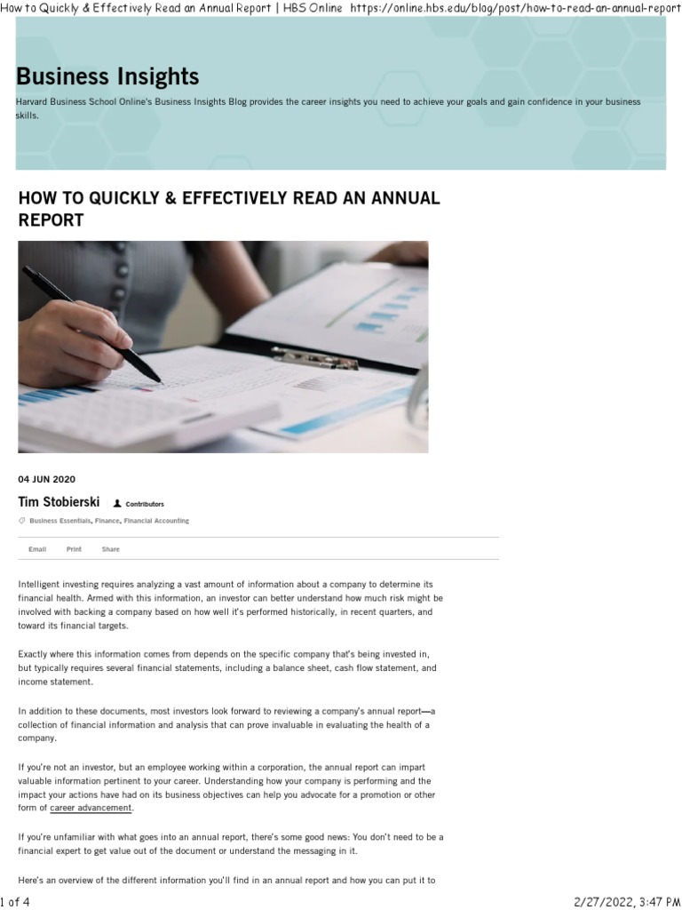 How to Read an Annual Report Effectively | PDF | Financial Statement ...