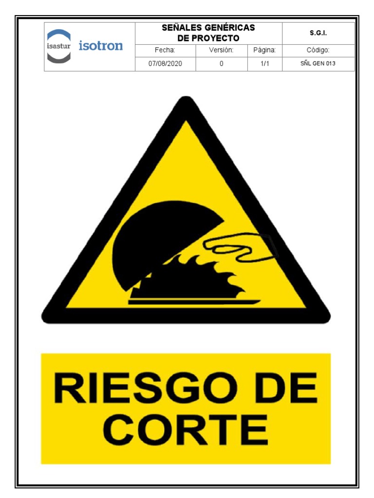 Señaletica Riesgo de Corte | PDF