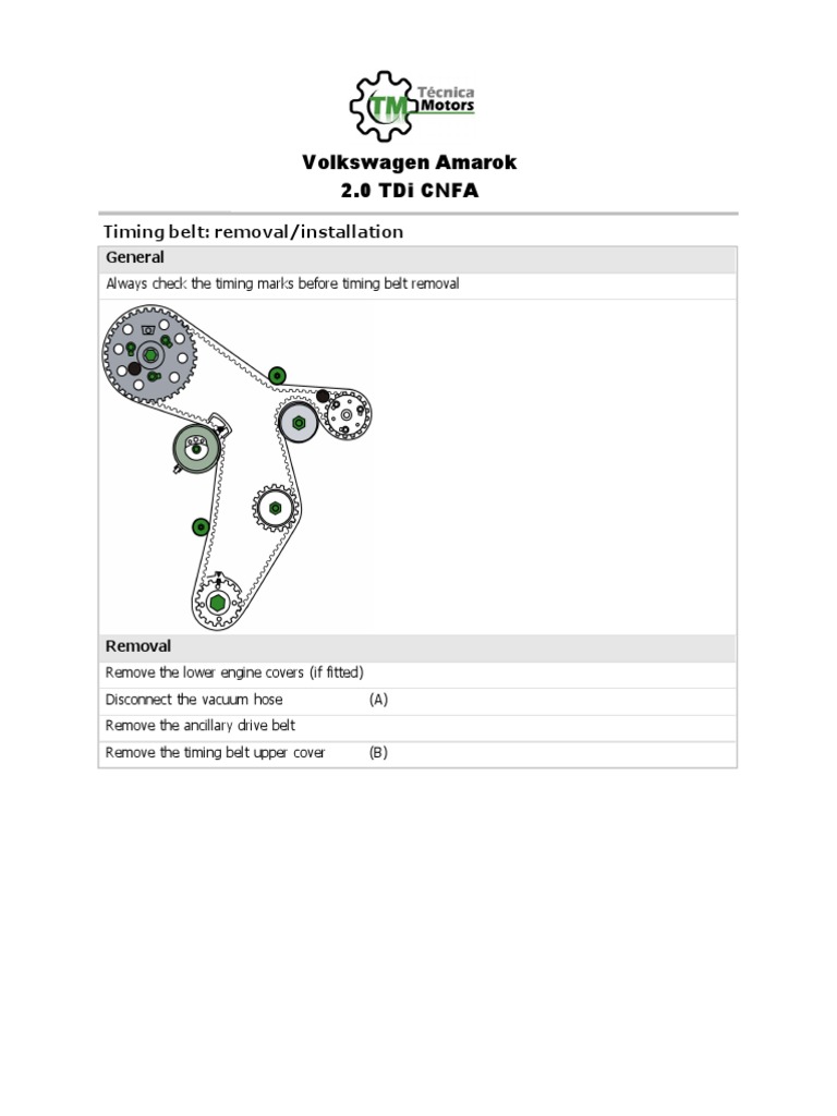 Volkswagen Amarok 2.0 Tdi Cnfa: Timing Belt: Removal/Installation | PDF | Belt (Mechanical ...