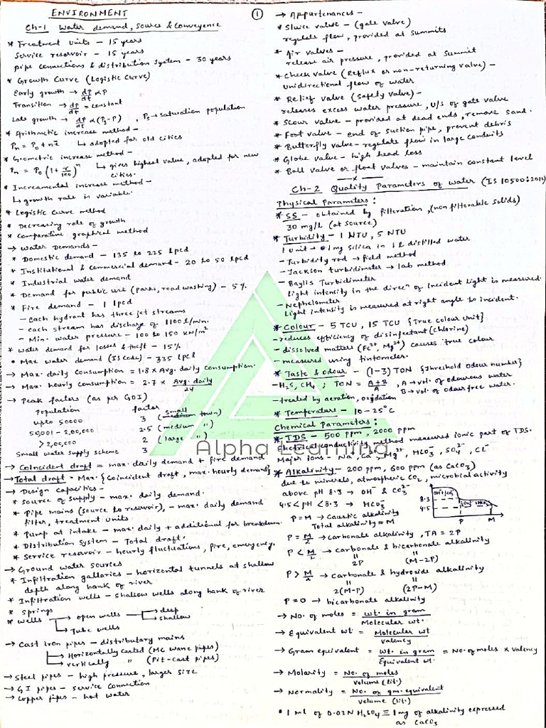Environmental Engineering Short Notes For Gate | PDF