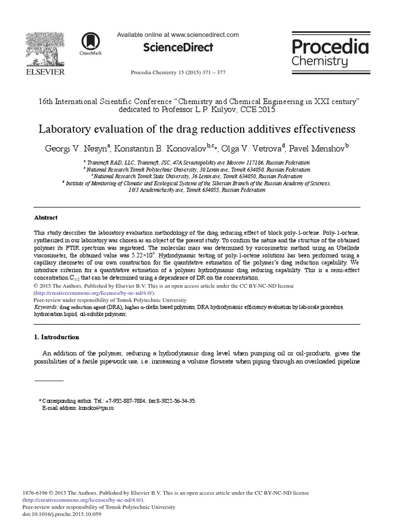 Laboratory Evaluation of The Drag Reduction Additives Effectiveness ...