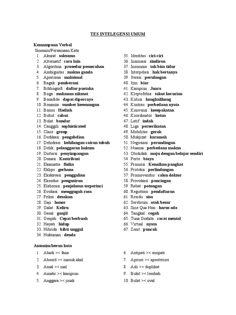 Tes Intelegensi Umum | PDF