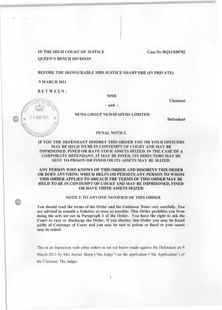 Fred Goodwin Gagging Order | PDF | Law