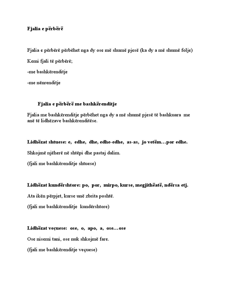 Fjalia e Përbërë Me Bashkërenditje | PDF