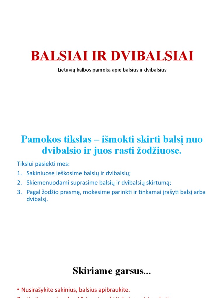 BALSIAI IR DVIBALSIAI 5 Klasei | PDF