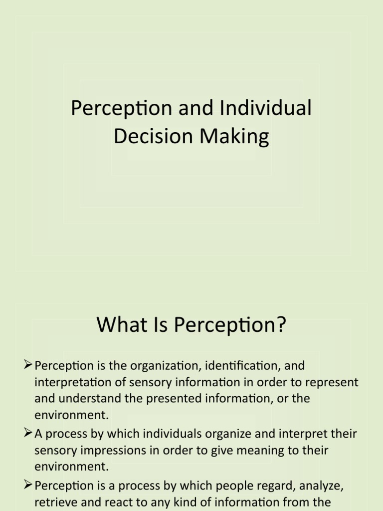 Perception and Individual Decision Making | PDF