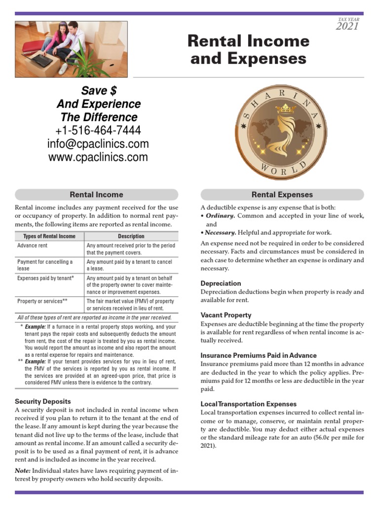 Rental Income and Expenses 2021 | PDF | Expense | Renting