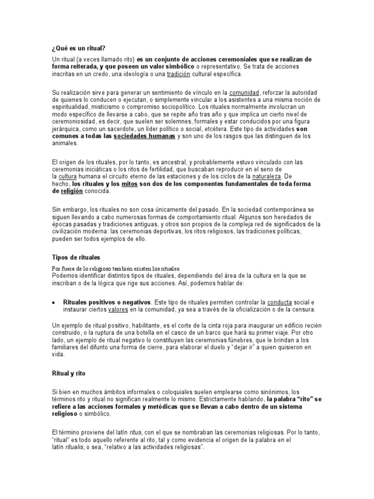 Definición y Tipos de Rituales | PDF | Rituales | Sociedad